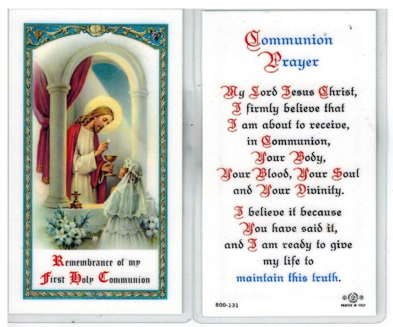 First Communion Prayer Card -Girl – St. John's Cathedral Bookstore ...